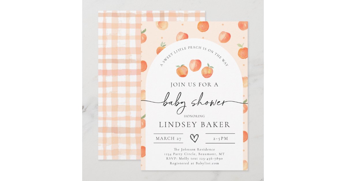 Peach Baby Shower Invitation | Peach Baby | Zazzle