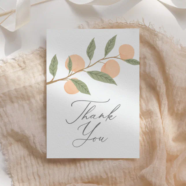 Peach Baby Shower Thank You Card | Zazzle