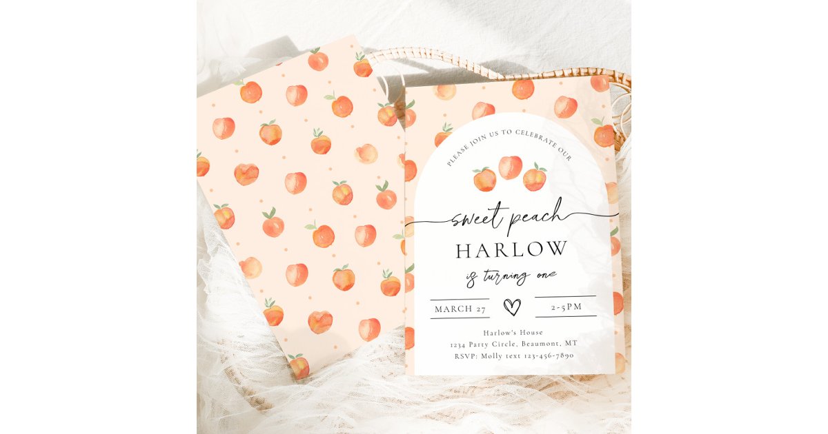 Peach Birthday Invitation | Sweet Peach | Zazzle