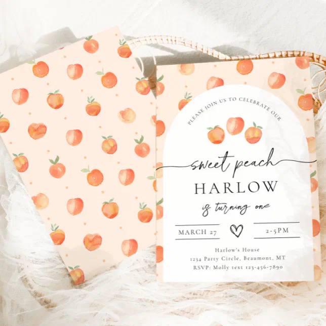 Peach Birthday Invitation | Sweet Peach | Zazzle