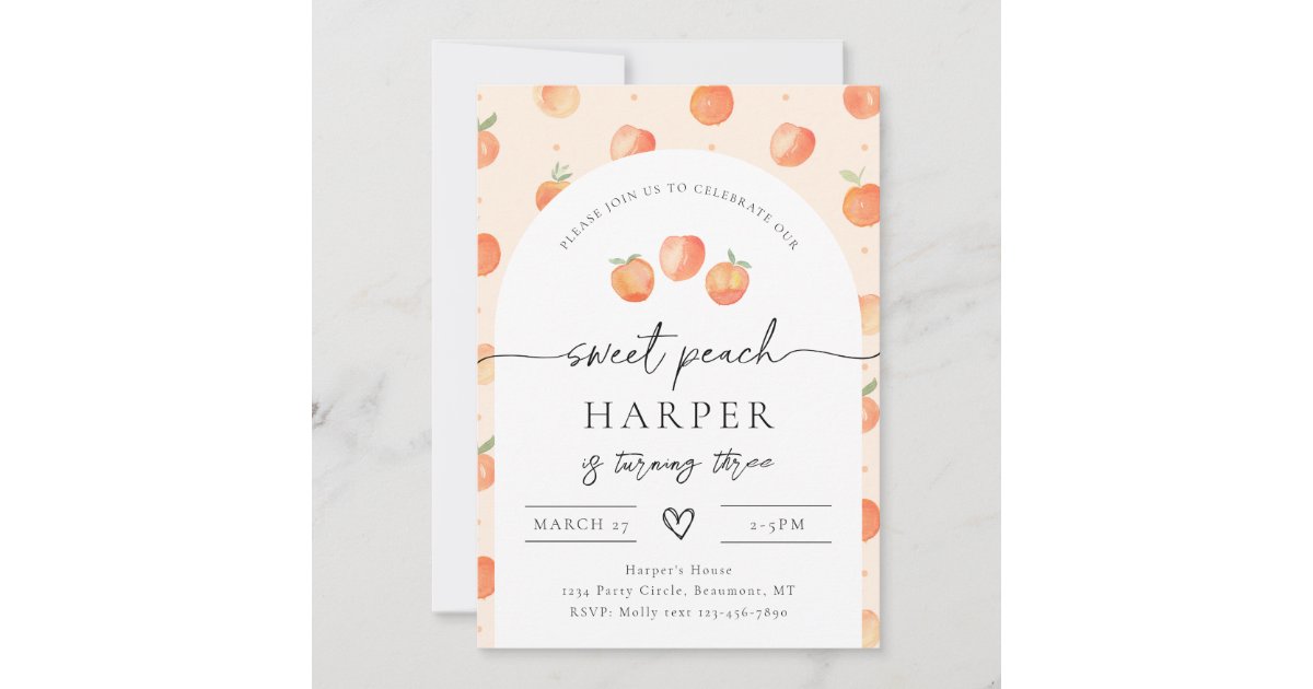 Peach Birthday Invitation | Sweet Peach | Zazzle