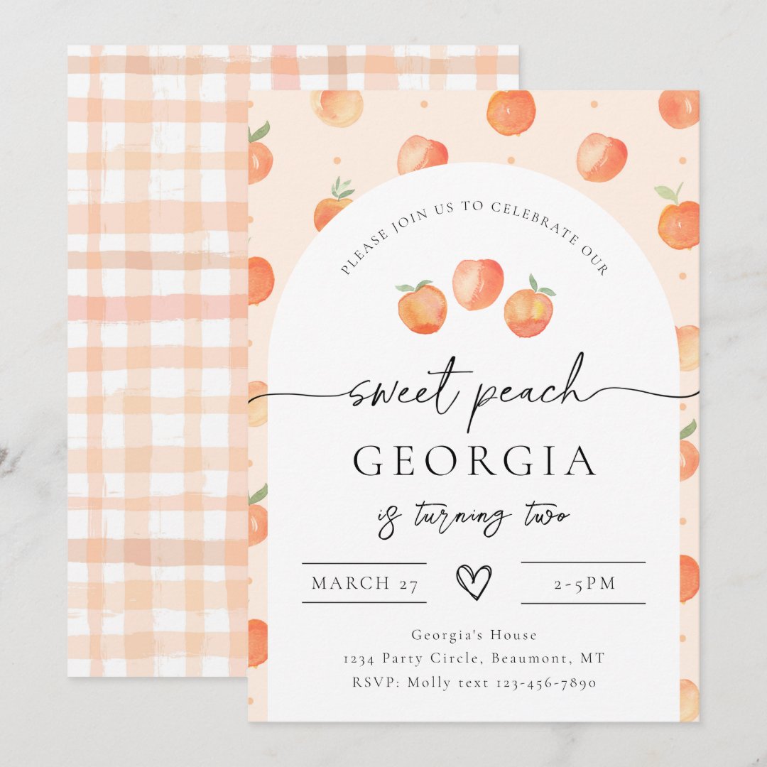 Peach Birthday Invitation | Watercolor Peach | Zazzle