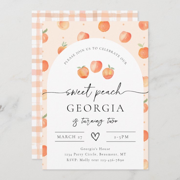 Peach Birthday Invitation | Watercolor Peach | Zazzle