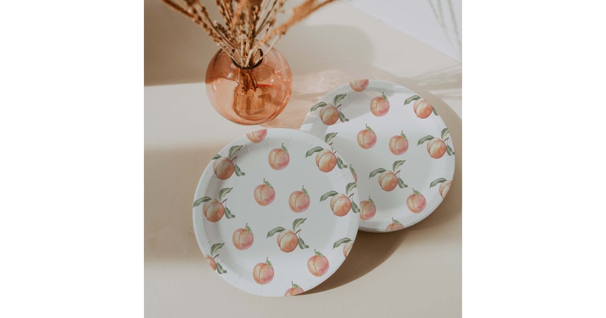 Peach Birthday Party Paper Plates | Zazzle