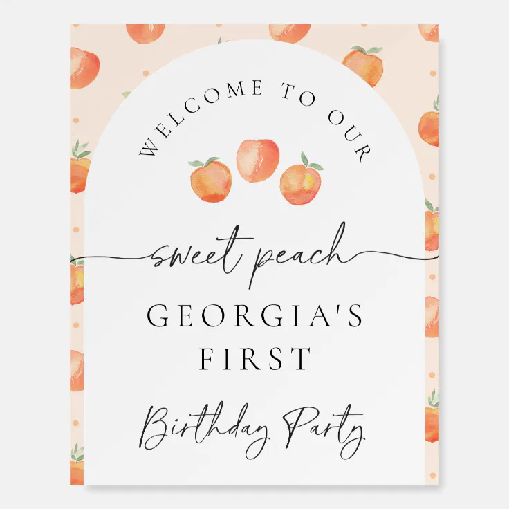 Peach Birthday Party Welcome Sign | Peach Party | Zazzle
