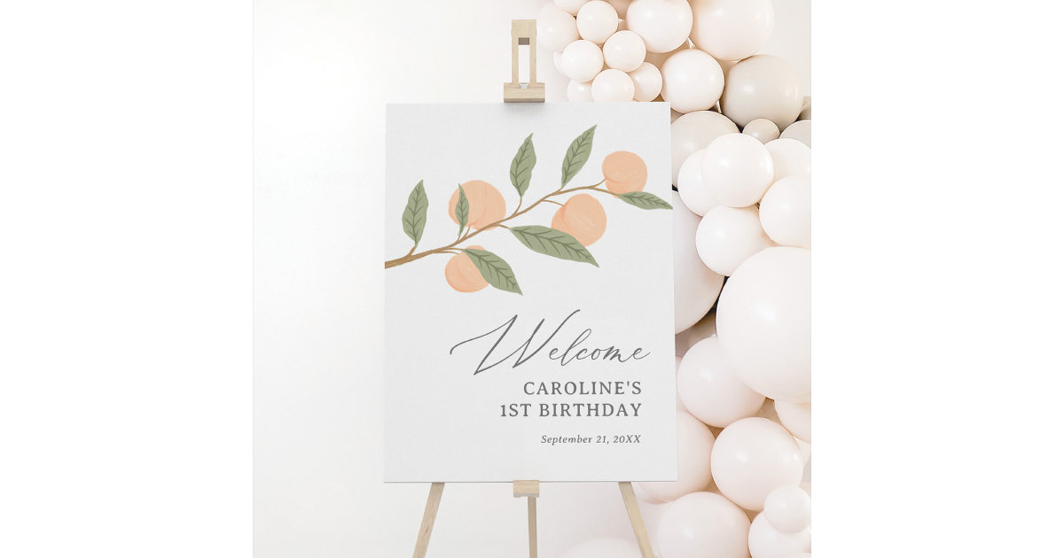 Peach Birthday Welcome Sign | Zazzle
