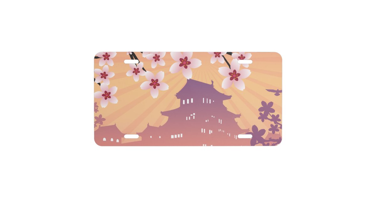 Peach Blossom License Plate | Zazzle