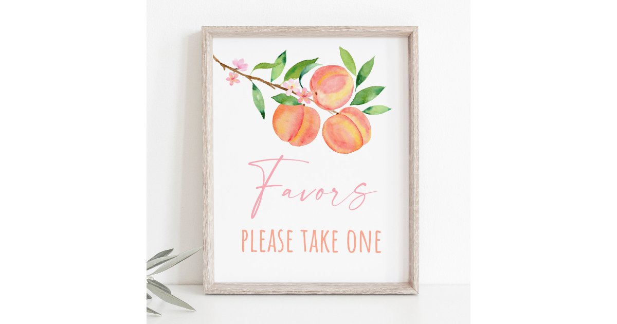 Peach Blossom One Sweet Peach Birthday Favor Sign | Zazzle