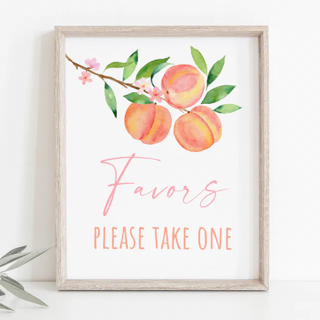 Peach Blossom One Sweet Peach Birthday Favor Sign | Zazzle