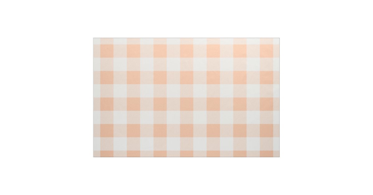 Peach Buffalo Check Pattern Fabric | Zazzle