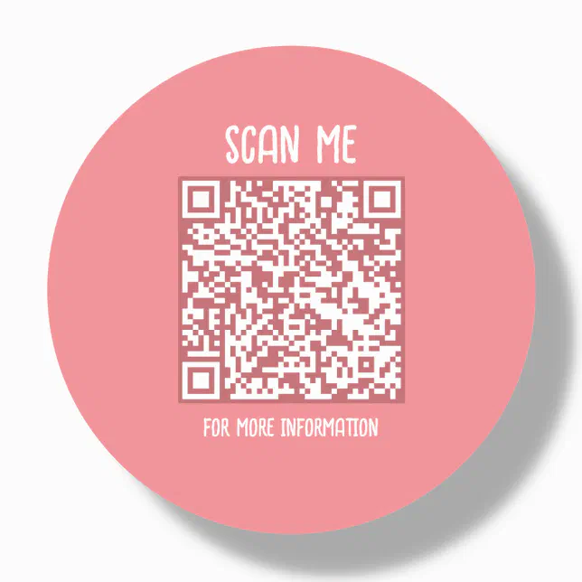 Peach | Business QR Code Scannable Classic Round Sticker | Zazzle