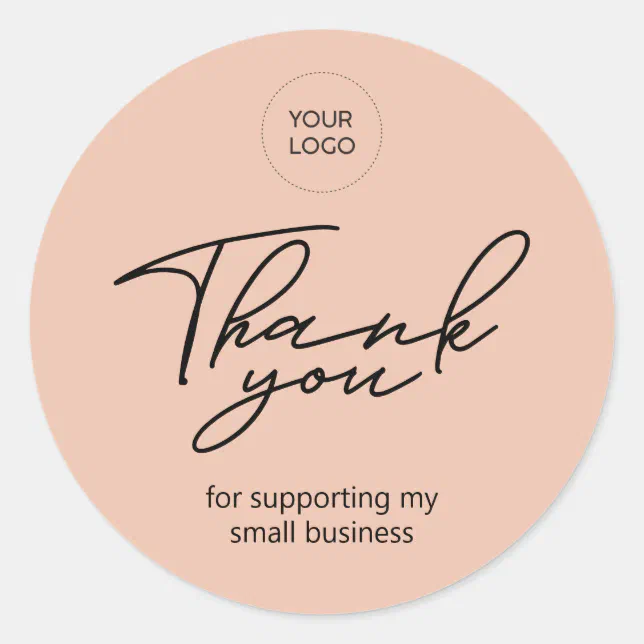 Peach Business Thank you package Classic Round Sticker | Zazzle
