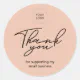Peach Business Thank you package Classic Round Sticker | Zazzle