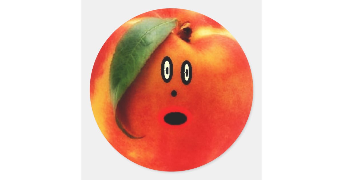 Peach Cartoon Face Classic Round Sticker | Zazzle