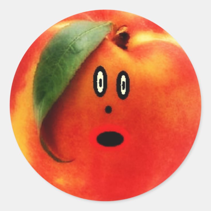 Peach Cartoon Face Classic Round Sticker | Zazzle