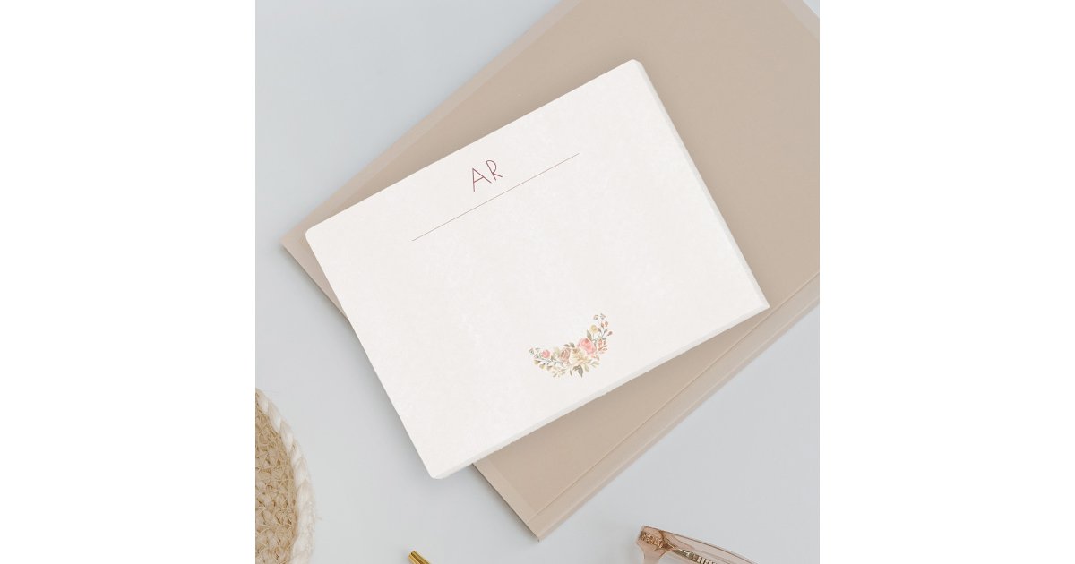 Peach Cream Watercolor Floral Ivory Monogram Post-it Notes | Zazzle
