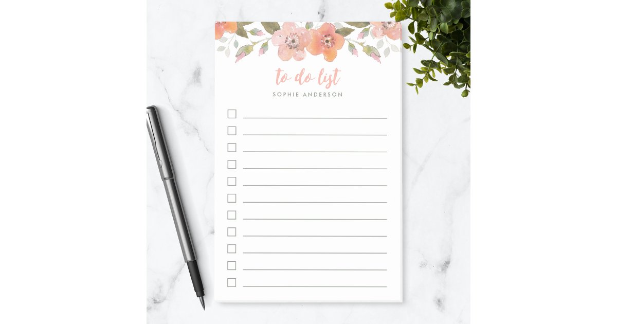 Peach Delicate Floral To Do List Post-it Notes | Zazzle
