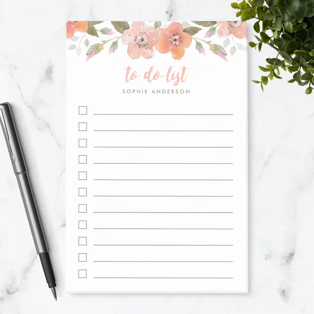 Peach Delicate Floral To Do List Post-it Notes | Zazzle