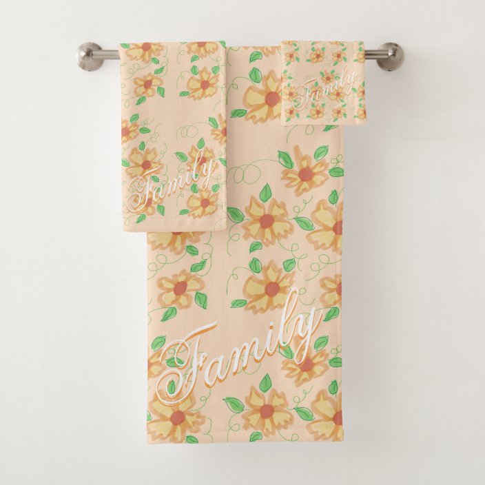 Peach Floral Family Bath Towel Set | Zazzle.com