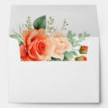 Peach Floral Rose Personalized Wedding Envelope | Zazzle