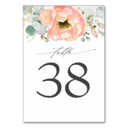 Peach Floral Wedding Table Number Cards | Zazzle