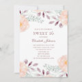 Peach flowers Sweet 16. Floral 16th birthday Invitation | Zazzle