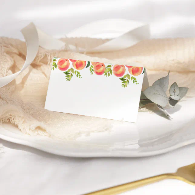 Peach food cards. Watercolor Peach Place Card | Zazzle