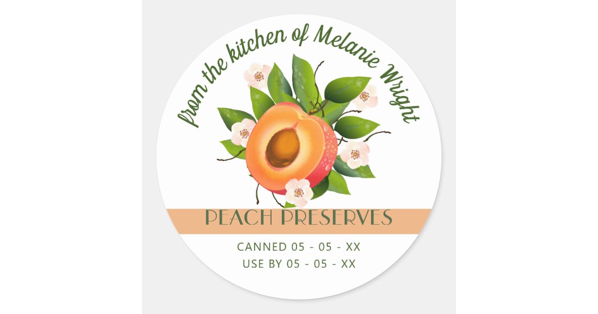 Peach Fruit Canning Classic Round Sticker | Zazzle