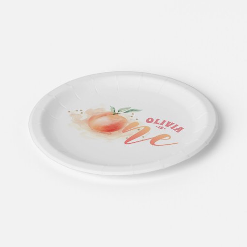 Peach Fruit Cute 1st Birthday Party Paper Plates | Zazzle