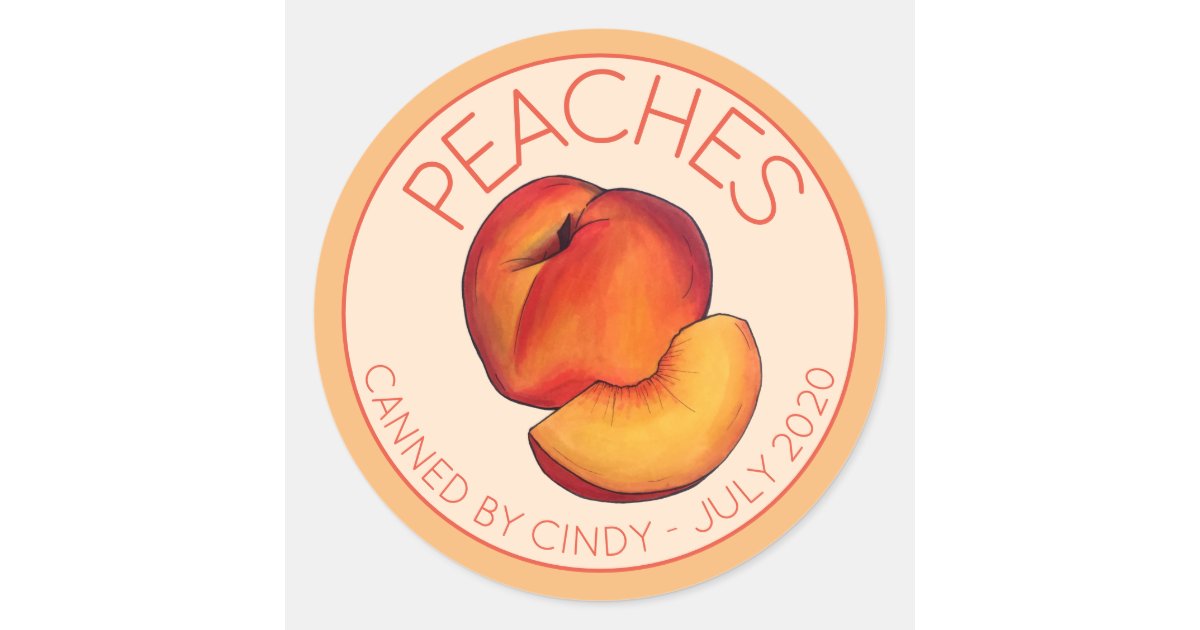 Peach Fruit Home Canning Peaches Canned By Classic Round Sticker | Zazzle
