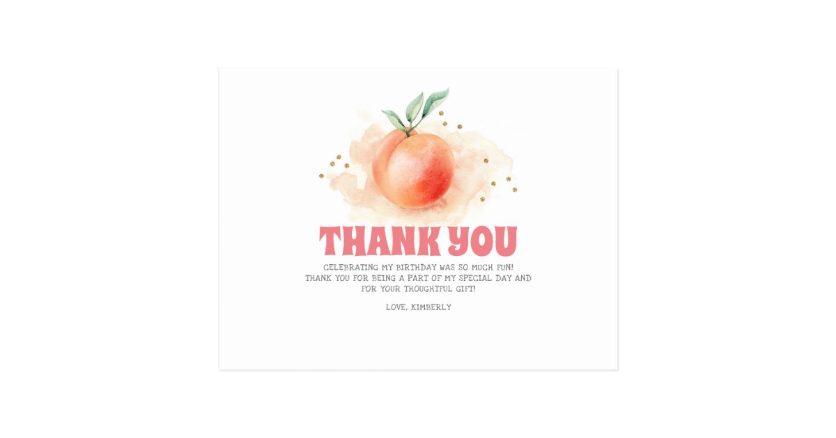 Peach Fruit Sweet Thank You Postcard | Zazzle.com