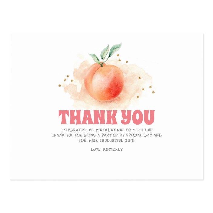 Peach Fruit Sweet Thank You Postcard | Zazzle.com