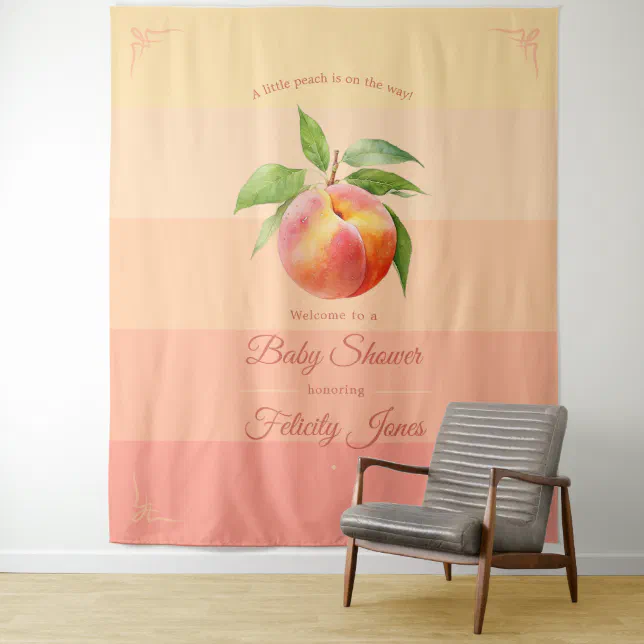 Peach Fuzz Baby Shower Backdrop | Zazzle