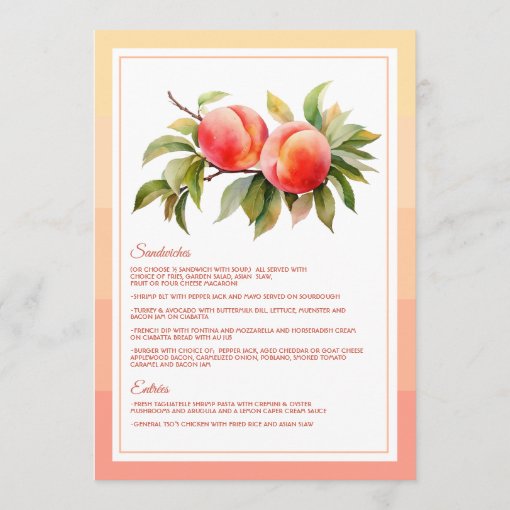 Peach Fuzz Baby Shower Menu | Zazzle