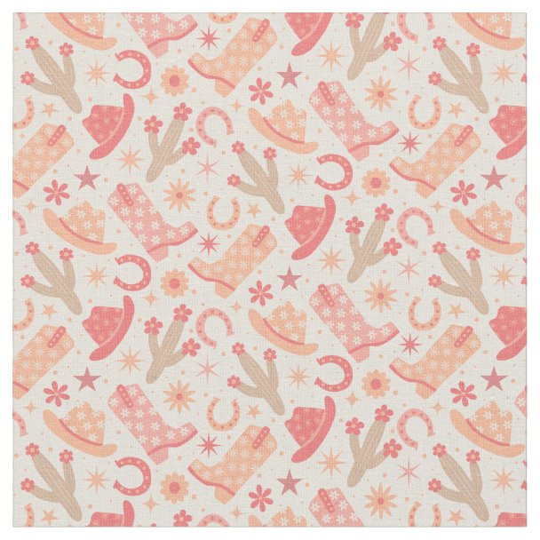 Cowgirl Western Boho Cowboy Boots Fabric | Zazzle