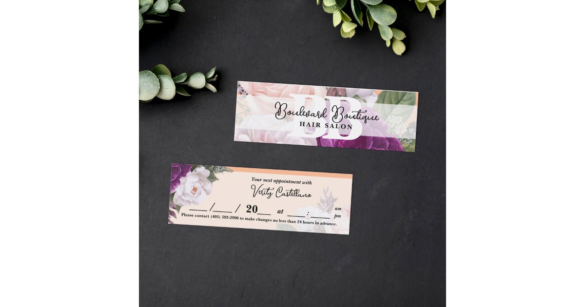 Peach Fuzz Rose Floral Salon Bookmark Appointment Mini Business Card ...