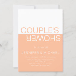 Peach fuzz white colorblock couples wedding shower invitation | Zazzle