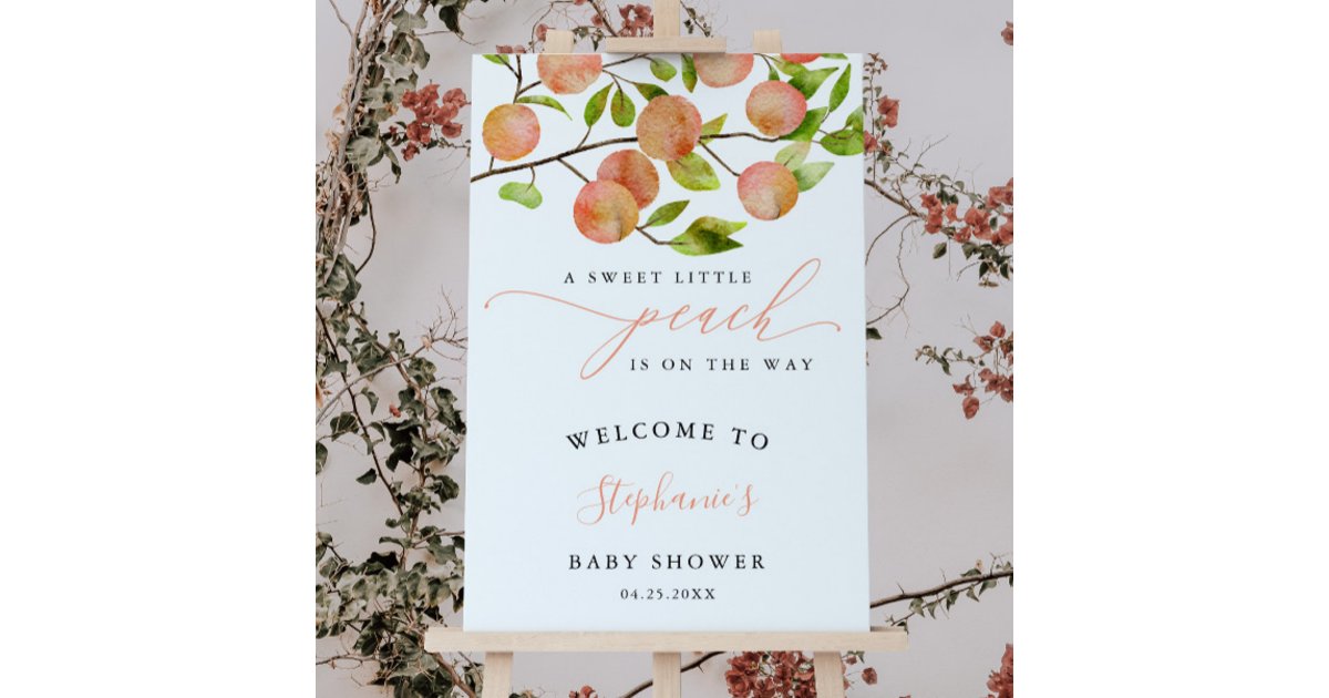 Peach Girl Baby Shower Welcome Sign | Zazzle