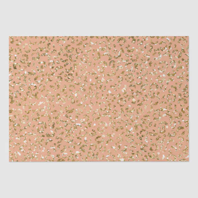 Peach Gold Glitter Leopard Print Tissue Paper | Zazzle