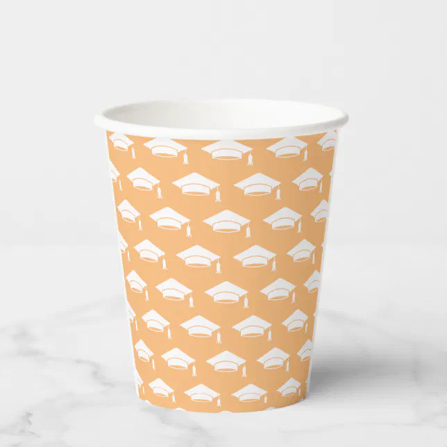 Peach Graduation Caps Paper Cups | Zazzle