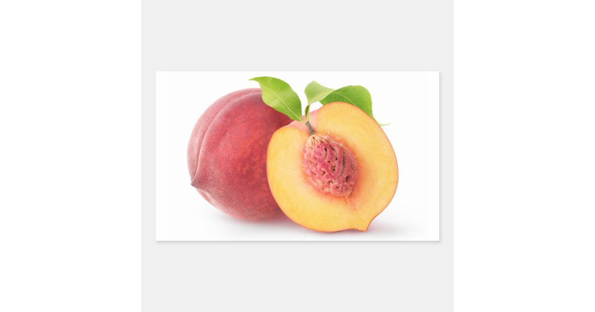 Peach halves rectangular sticker | Zazzle