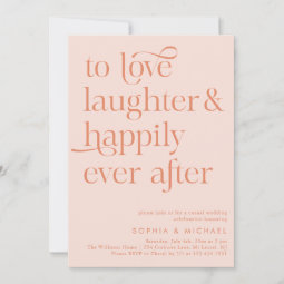 Peach Happily Ever After Script Casual Wedding Invitation | Zazzle