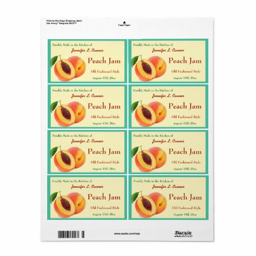 Peach Jam or Preserves Canning Jar Label | Zazzle