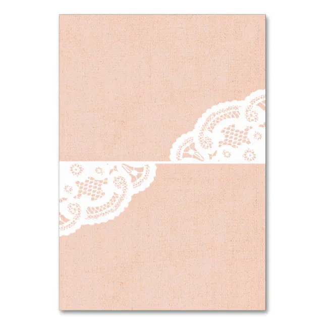 Peach Lace Doily Wedding Table Place Cards | Zazzle