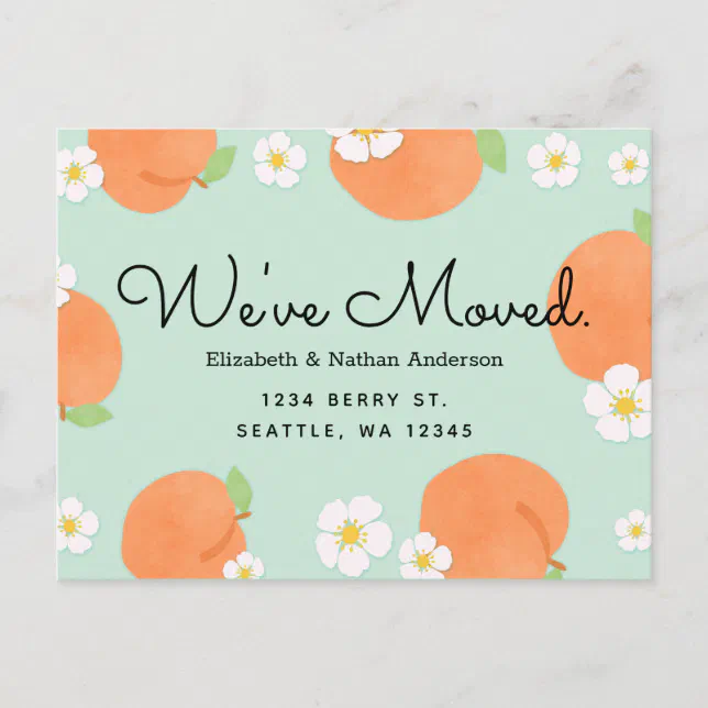 Peach Moving Announcement Postcard | Zazzle