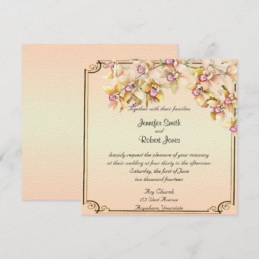 Peach Orchid Watercolor Posh Wedding Invitation | Zazzle