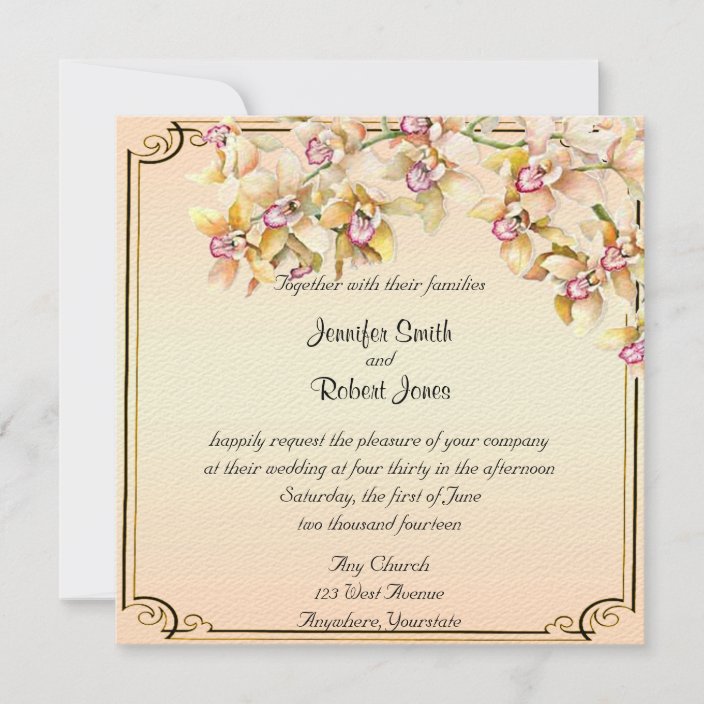 Peach Orchid Watercolor Posh Wedding Invitation | Zazzle.com