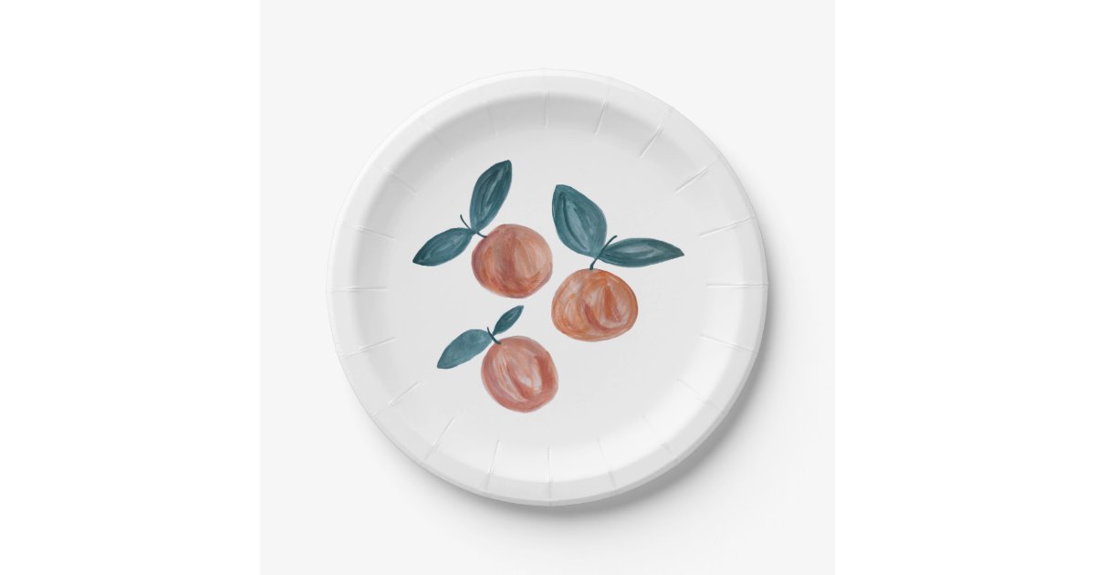 Peach Painting Sweet Peach Birthday Party Plates | Zazzle