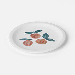 Peach Painting Sweet Peach Birthday Party Plates | Zazzle