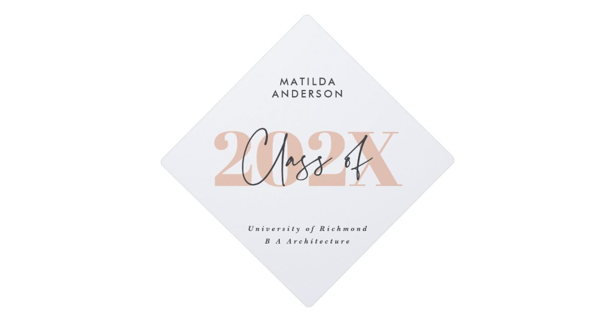 Peach pastel modern stylish typography graduation cap topper | Zazzle